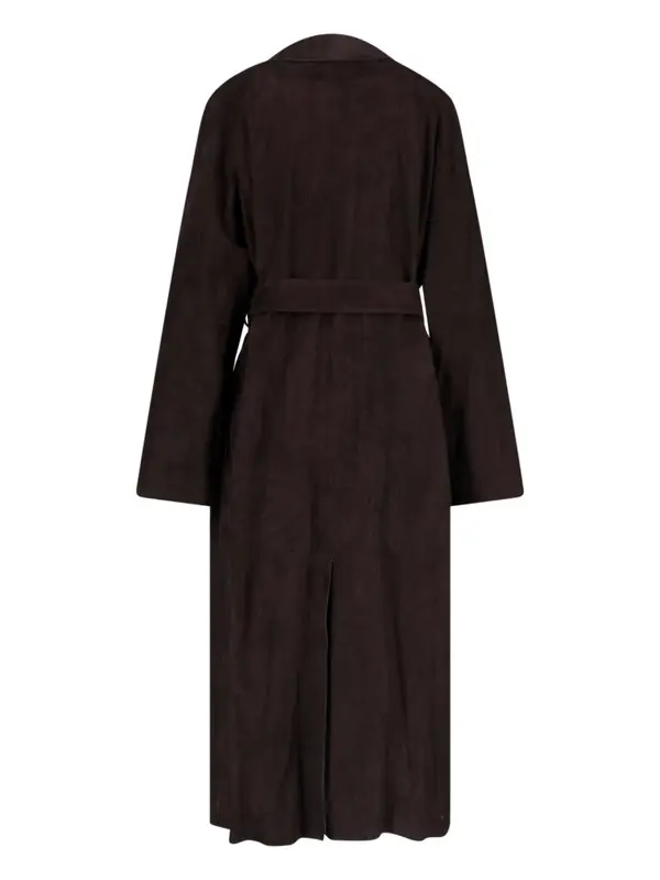 THE ROW Coat In Suede "solana - Brown