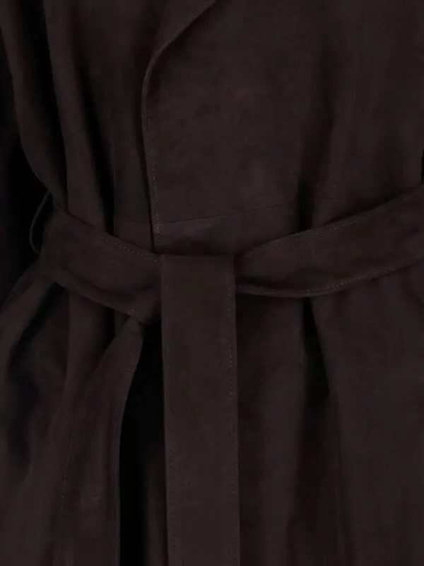 THE ROW Coat In Suede "solana - Brown