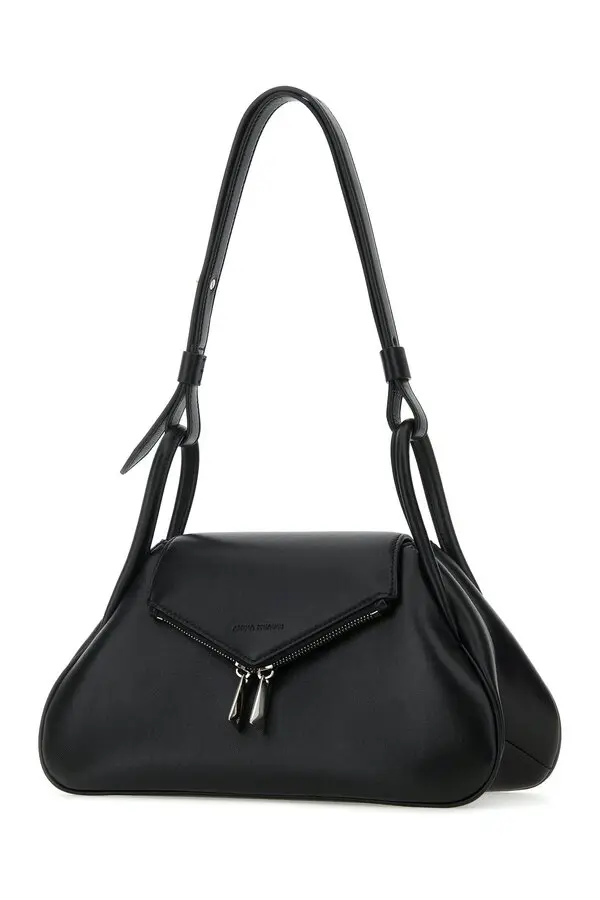 Amina Muaddi Gemini Small Nappa Black Silver Ha