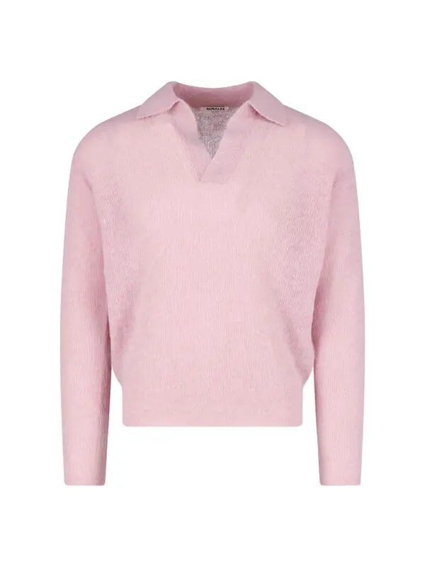 Auralee V-neck Polo - Pink