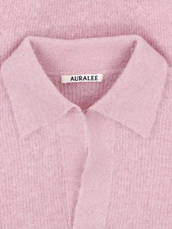 Auralee V-neck Polo - Pink