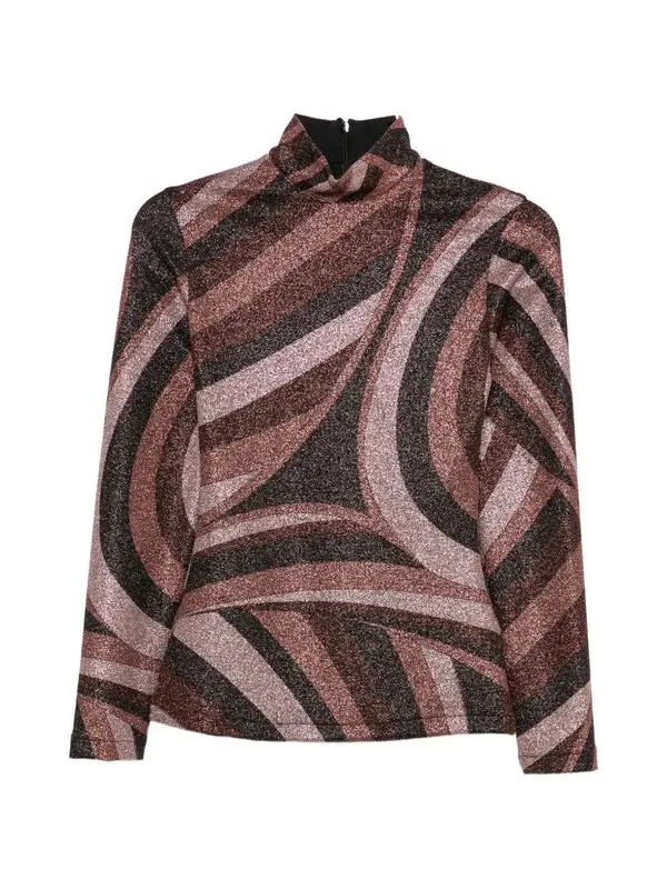 Emilio Pucci High Collar Iride Top - Bordeaux