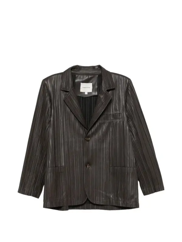 GONGDID DESIGN Faux Leather Blazer - Brown