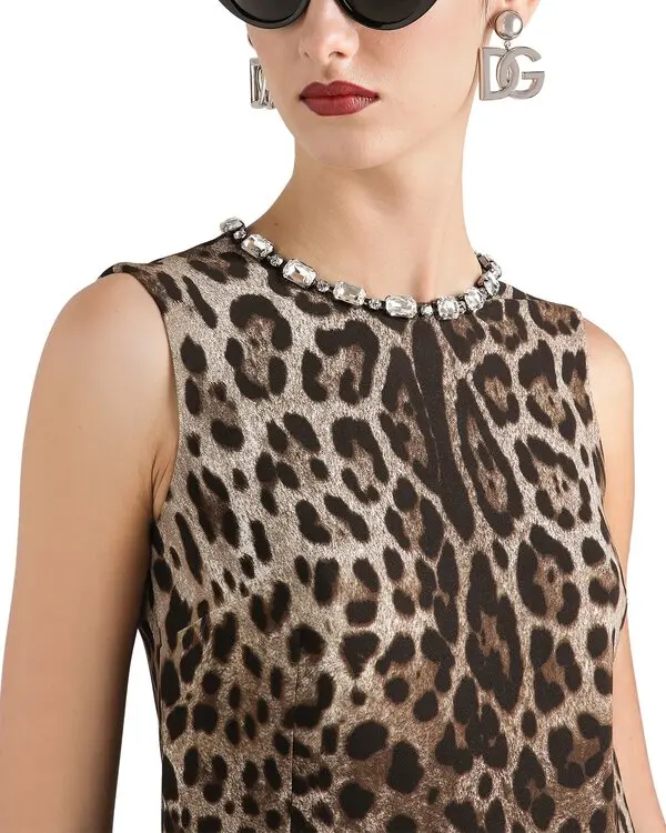 Dolce & Gabbana Printed Cady Embellished Dress