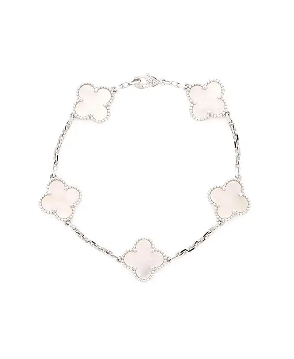 VAN CLEEF & ARPELS Vintage Alhambra 5 Motifs Bracelet 18k Gold And Mother Of Pearl - White