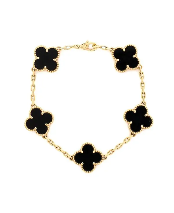 VAN CLEEF & ARPELS Vintage Alhambra 5 Motifs Bracelet 18k And Onyx - Gold