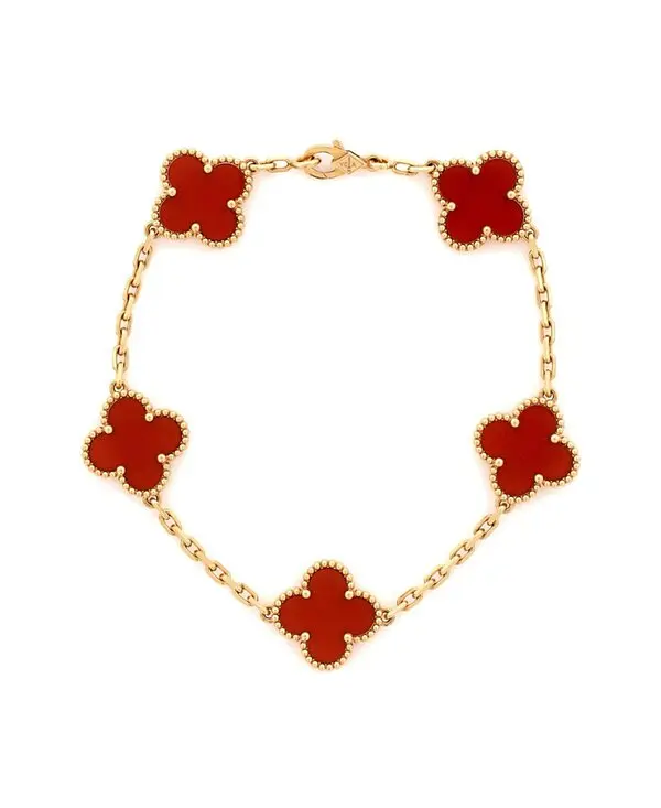 VAN CLEEF & ARPELS Vintage Alhambra 5 Motifs Bracelet 18k And Carnelian - Gold