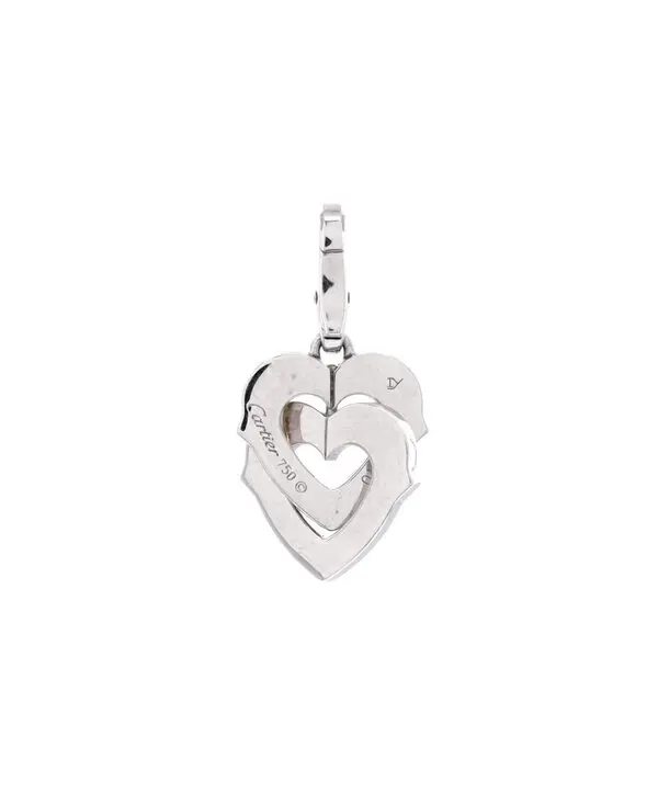 CARTIER Double Heart Pendant Charm 18k Gold With Diamonds
