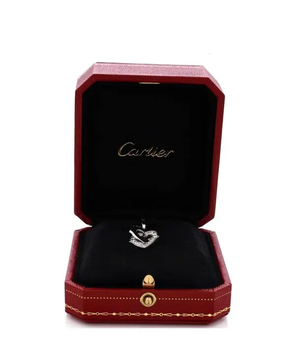 CARTIER Double Heart Pendant Charm 18k Gold With Diamonds