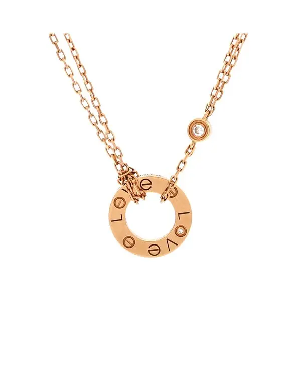 CARTIER 2 Diamonds Love Pendant Necklace 18k Rose Gold And Diamonds - Pink