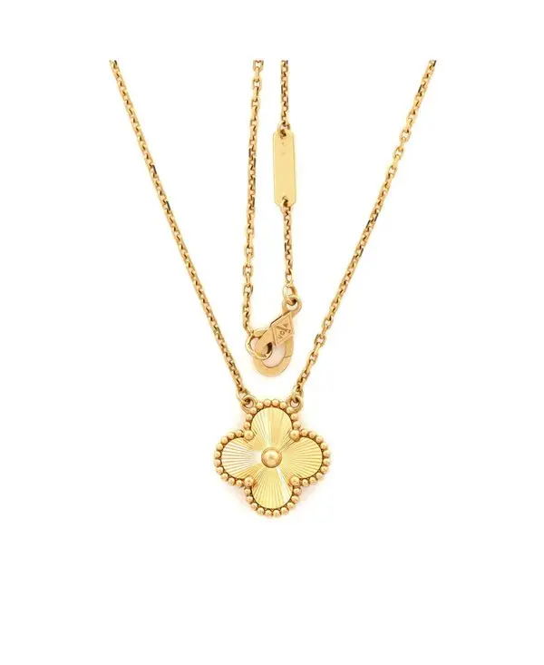 VAN CLEEF & ARPELS Vintage Alhambra Pendant Necklace Guilloche 18k