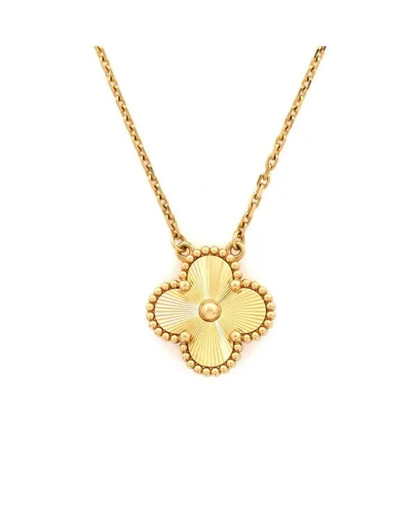 VAN CLEEF & ARPELS Vintage Alhambra Pendant Necklace Guilloche 18k