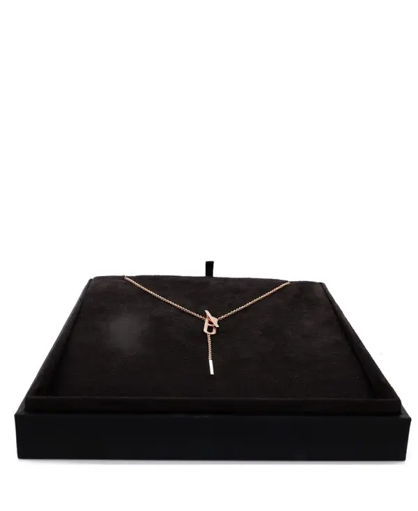 Hermès Small Ever Chaine D'ancre Lariat Necklace 18k Rose Gold With Diamonds - Pink