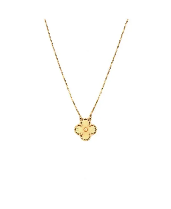 VAN CLEEF & ARPELS Vintage Alhambra Pendant Necklace Guilloche 18k - Gold