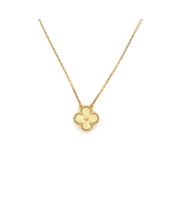 VAN CLEEF & ARPELS Vintage Alhambra Pendant Necklace Guilloche 18k - Gold