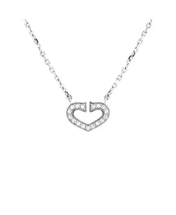 CARTIER C Heart De Pendant Necklace 18k Gold With Pave Diamonds - White