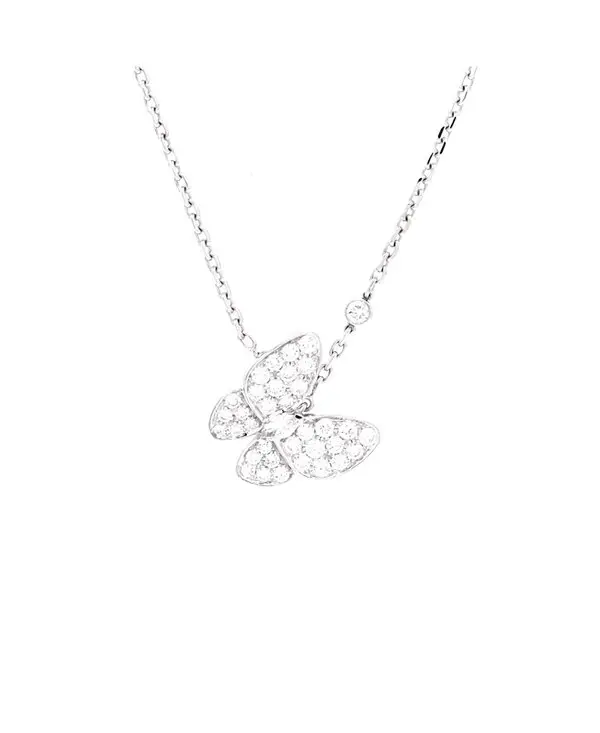VAN CLEEF & ARPELS Two Butterfly Pendant Necklace 18k Gold And Diamonds