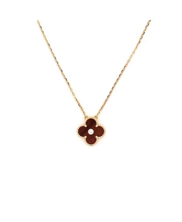 VAN CLEEF & ARPELS Vintage Alhambra Pendant Necklace 18k Rose Gold And Bull's Eye With Diamond - Pink