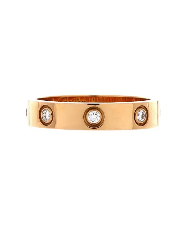 CARTIER Love Wedding Band 8 Diamonds Ring 18k Rose Gold With Diamonds - Pink