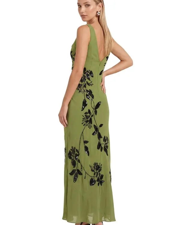 Nasty Gal Cowl Embellished Ruched Side Maxi Dress