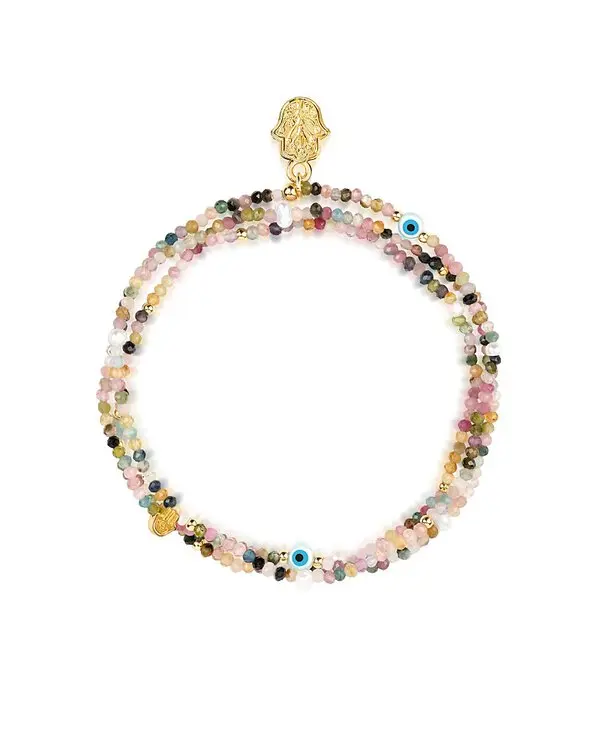 KARMA AND LUCK Balanced Spirit Pink Tourmaline October Birthstone Wrap Bracelet - Multicolor