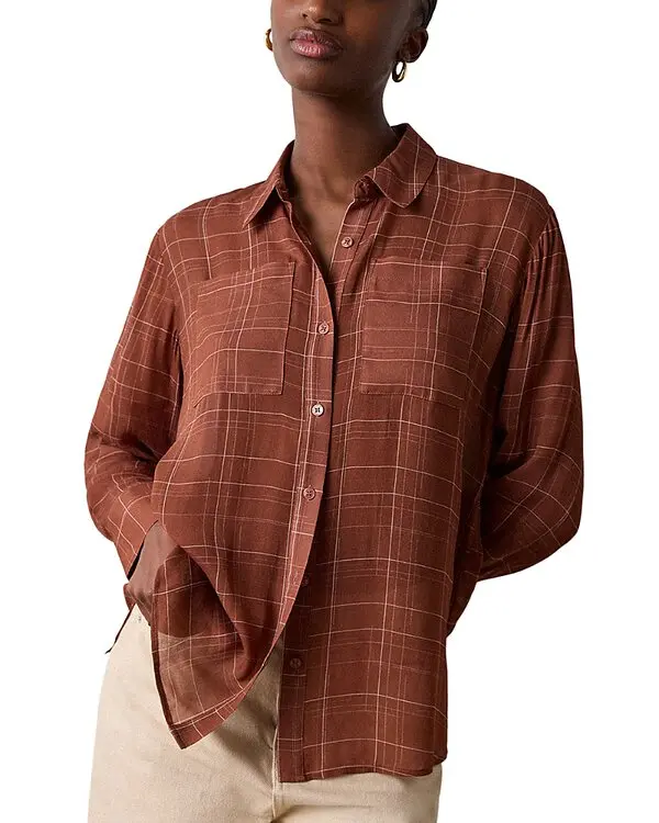Whistles Etched Check Sheer Shirt