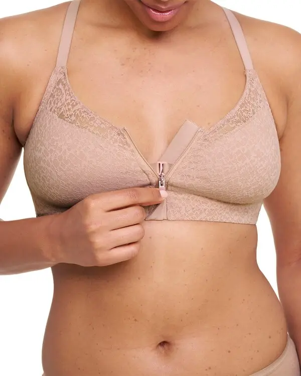 Natori Pretty Smooth Zip Front Pocketed Mastectomy Wireless Bra