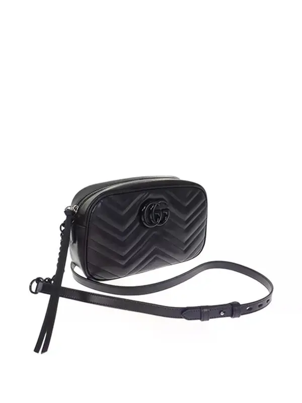 Gucci 2016-2026 Mini Gg Marmont Matelasse Leather Monochrome Crossbody Bag - Black
