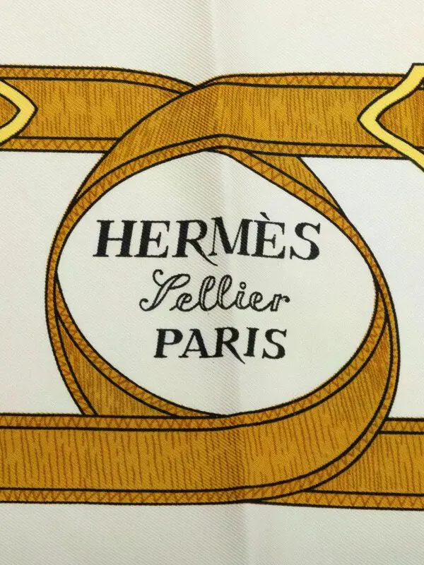 Hermès 2000-2007 Eperon D Or Silk Scarf 90 Scarves - White
