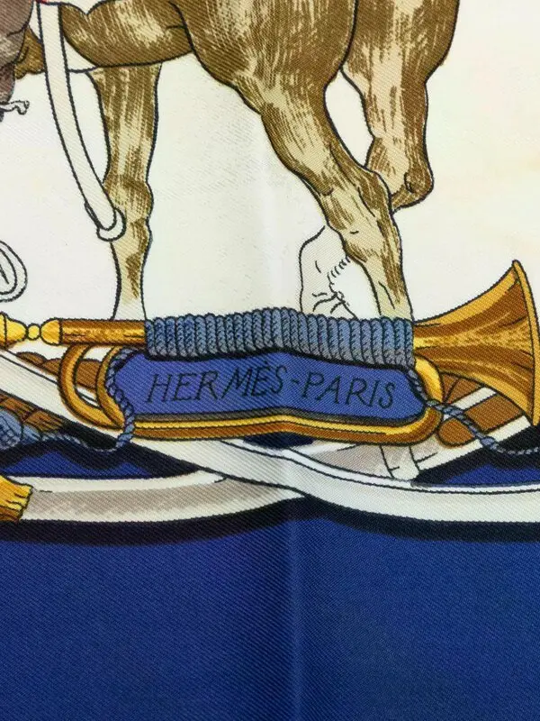 Hermès 20th Century Marine Et Cavalerie Silk Scarf Scarves