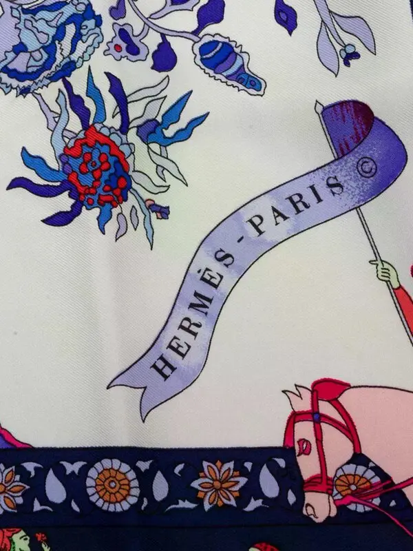 Hermès 20th Century Fantaisies Indiennes Silk Scarf 90 Scarves - Blue