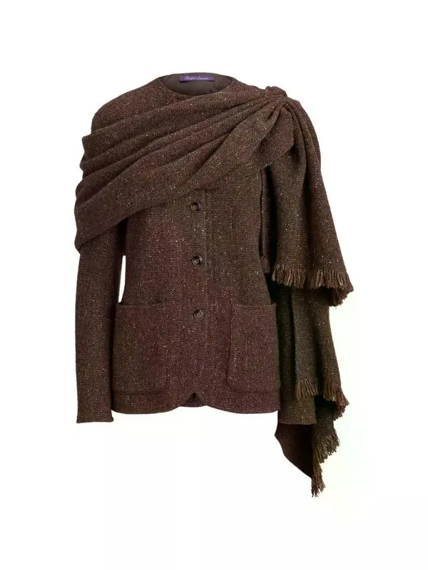 Ralph Lauren Fringe-trimmed Scarf-detail Cardigan - Brown