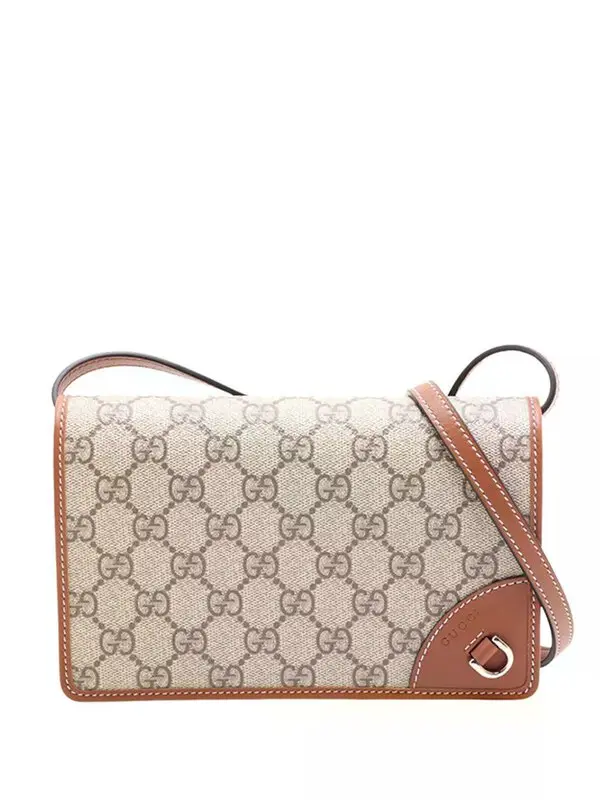 Gucci 2000-2015 Gg Supreme Emblem Wallet On Strap Crossbody Bag