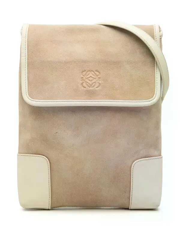 Loewe 2003 Suede Anagram Crossbody Bag - Neutrals