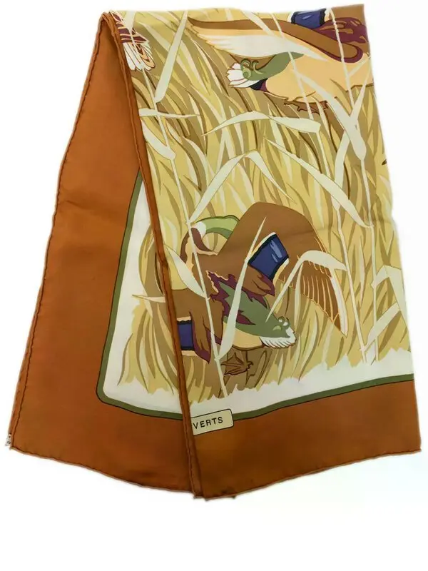 Hermès 1990-2010 Cols Verts Silk Scarf 90 Scarves - Brown