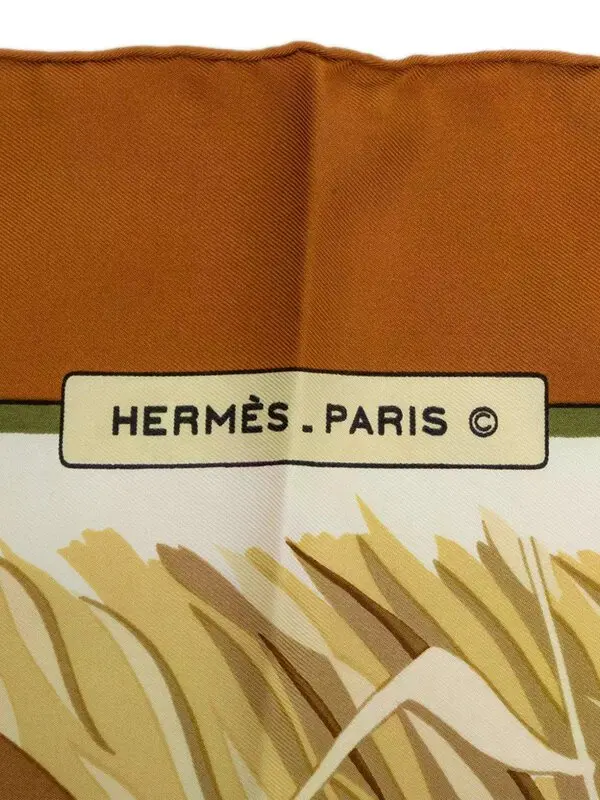 Hermès 1990-2010 Cols Verts Silk Scarf 90 Scarves - Brown