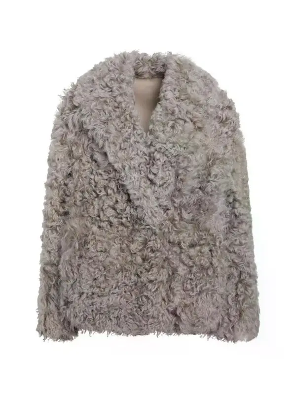 BLANCHA Short Shearling-effect Notch-lapel Coat