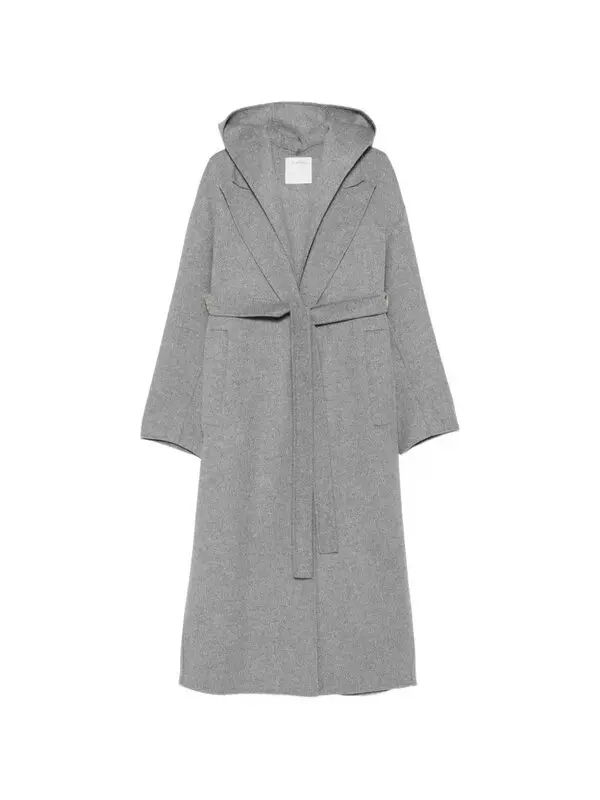 Sportmax Hooded Belted Coat - Grey
