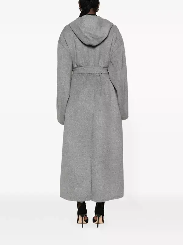 Sportmax Hooded Belted Coat - Grey