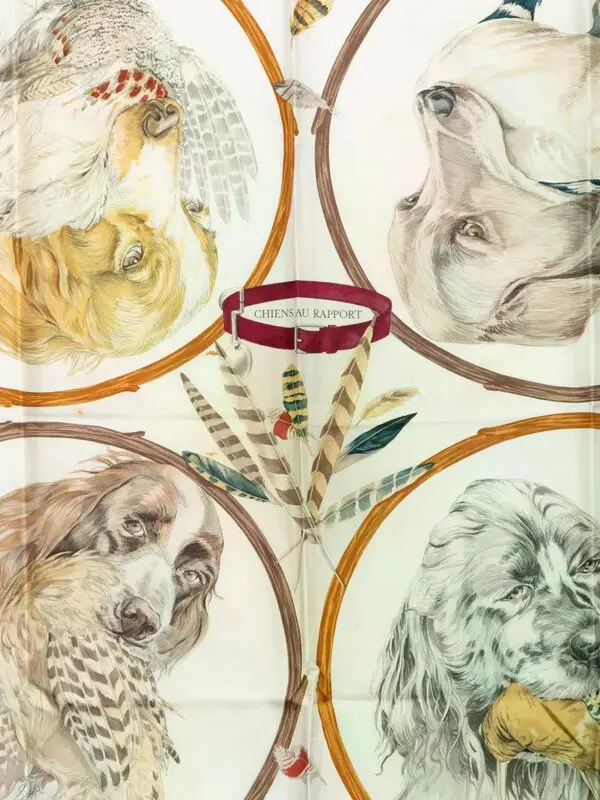 Hermès 1980-2010 Chiens Au Rapport Carre Silk Scarf 90 Scarves - Multicolour