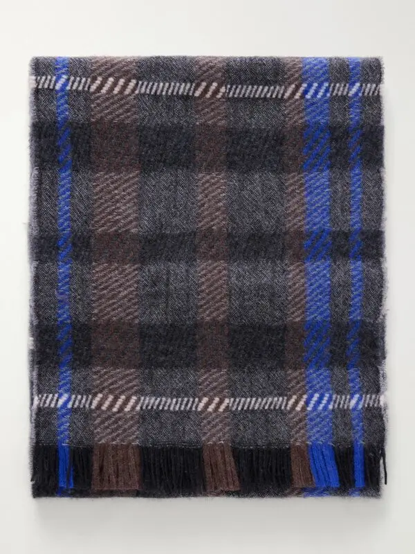 Johnstons Of Elgin Hirta Checked Cashmere Scarf - Brown