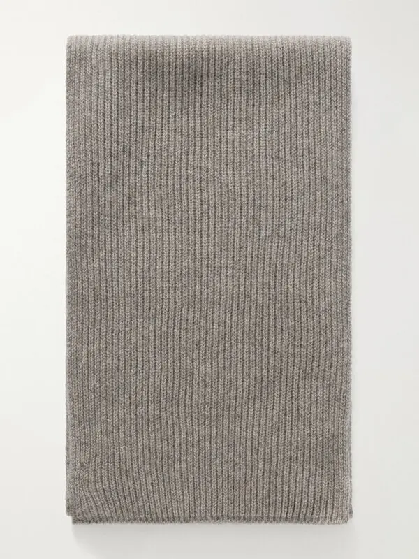 Johnstons Of Elgin Ribbed Cashmere Scarf - Neutrals