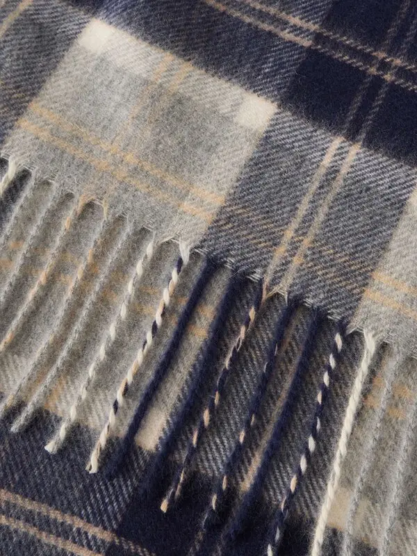 Johnstons Of Elgin Fringed Checked Cashmere Scarf