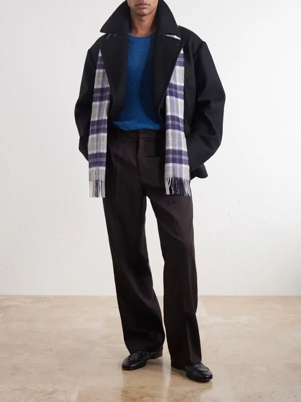 Johnstons Of Elgin Fringed Checked Cashmere Scarf