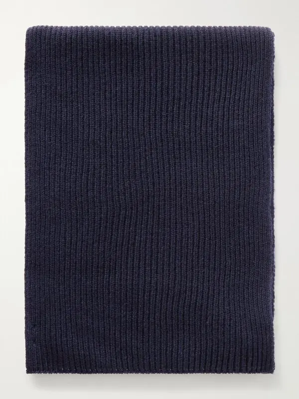 Johnstons Of Elgin Ribbed Cashmere Scarf - Blue