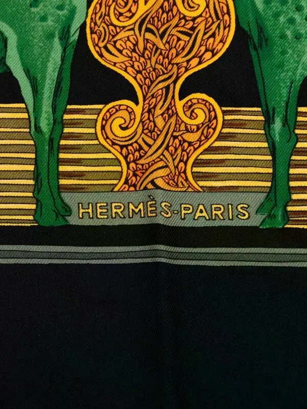 Hermès 1990-2026 Au Fil De La Soie Silk Scarf 90 Scarves - Black