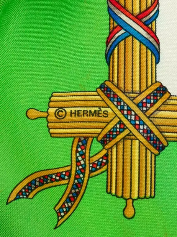 Hermès 20th Century Republique Francaise Liberte Egalite Fraternite 1789 Silk Scarf 90 Scarves - Green
