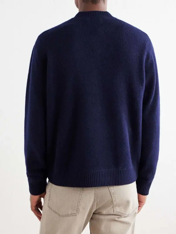 Mr P. Brushed Cashmere Zip-up Cardigan - Navy