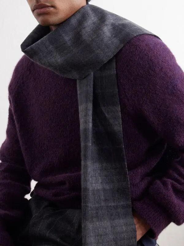 Johnstons Of Elgin Glamis Fringed Checked Cashmere Scarf