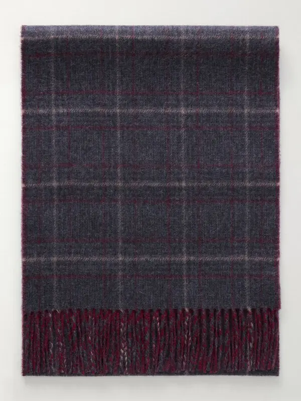Johnstons Of Elgin Urquhart Checked Cashmere Scarf - Gray